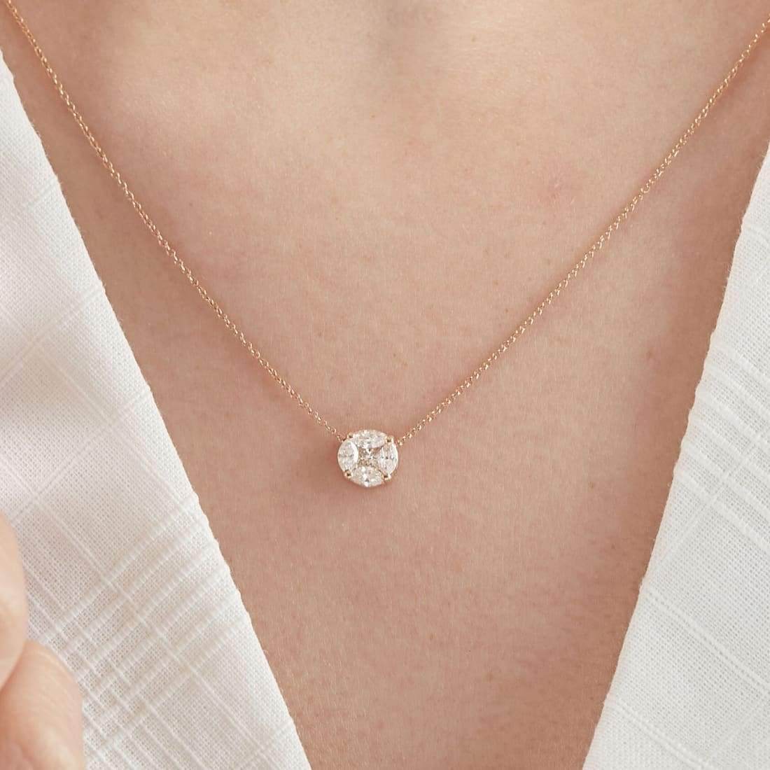 Invisible set Rose Gold Diamond Necklace Empire Fine Empire Fine Jewellers